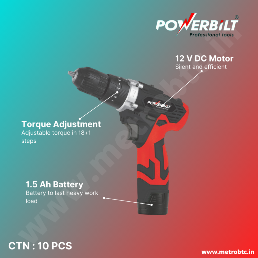 12 V Screwdriver Powerbilt PBT-CL-CD12ES | Metrobtc